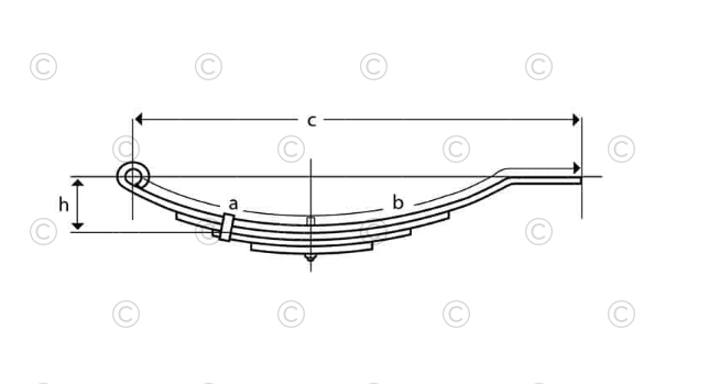UNA-039 | Trailer Leaf Spring | Slipper - Flat End | 3 Leaves | 1,430 ...